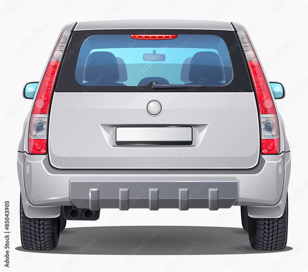 Vector silver Car - Back view - Visible interior version Stock Vector ...