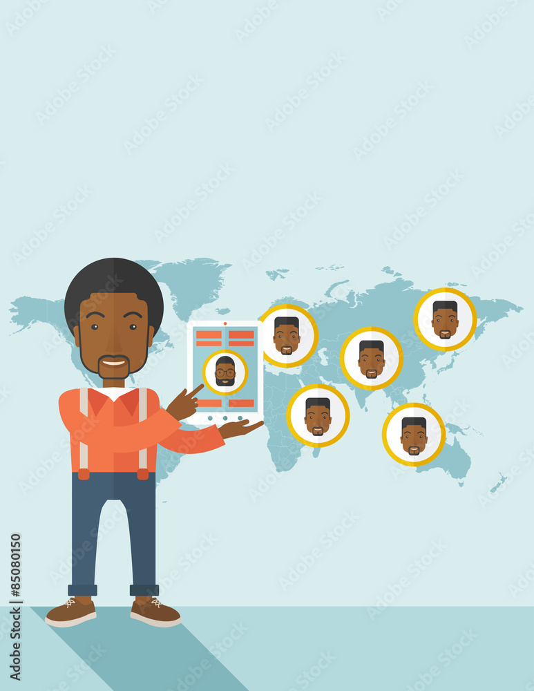 World map with same faces every destination. Stock Vector | Adobe Stock