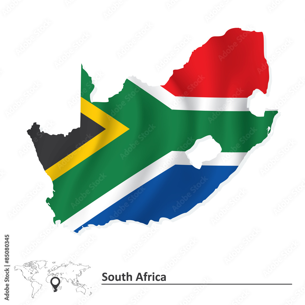 Map of South Africa with flag Stock Vector | Adobe Stock