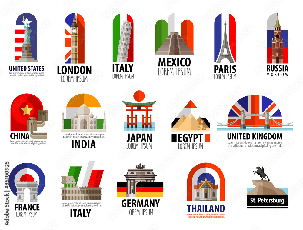 countries of the world vector logo design template. travel Stock Vector ...