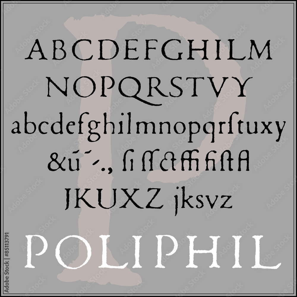 Classic font of the Venetian typographer, in its original, worn form ...