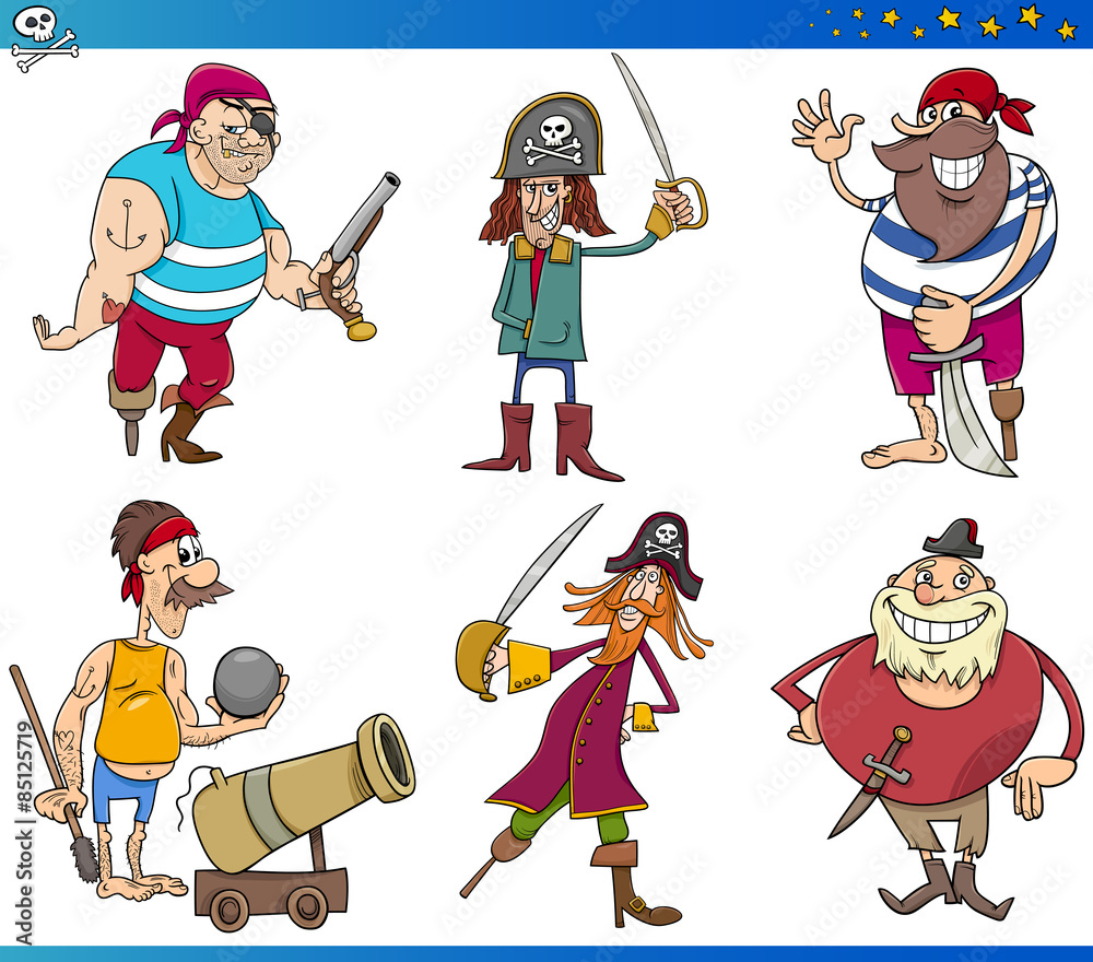 Pirates Cartoon Characters Set Stock Vector | Adobe Stock