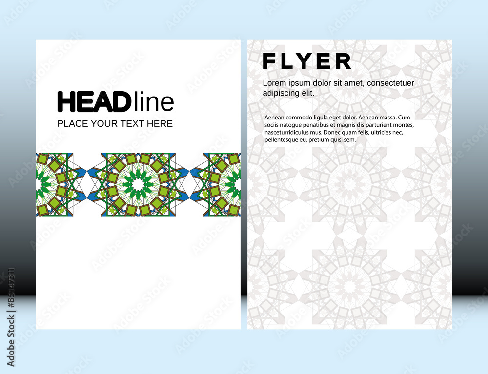 Abstract Moroccan Geometric Brochure Flyer design Layout vector ...