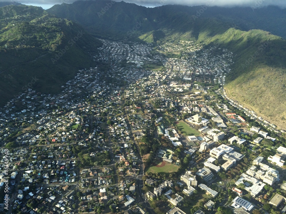 Aerial view of Manoa Valley, Honolulu Stock Photo | Adobe Stock