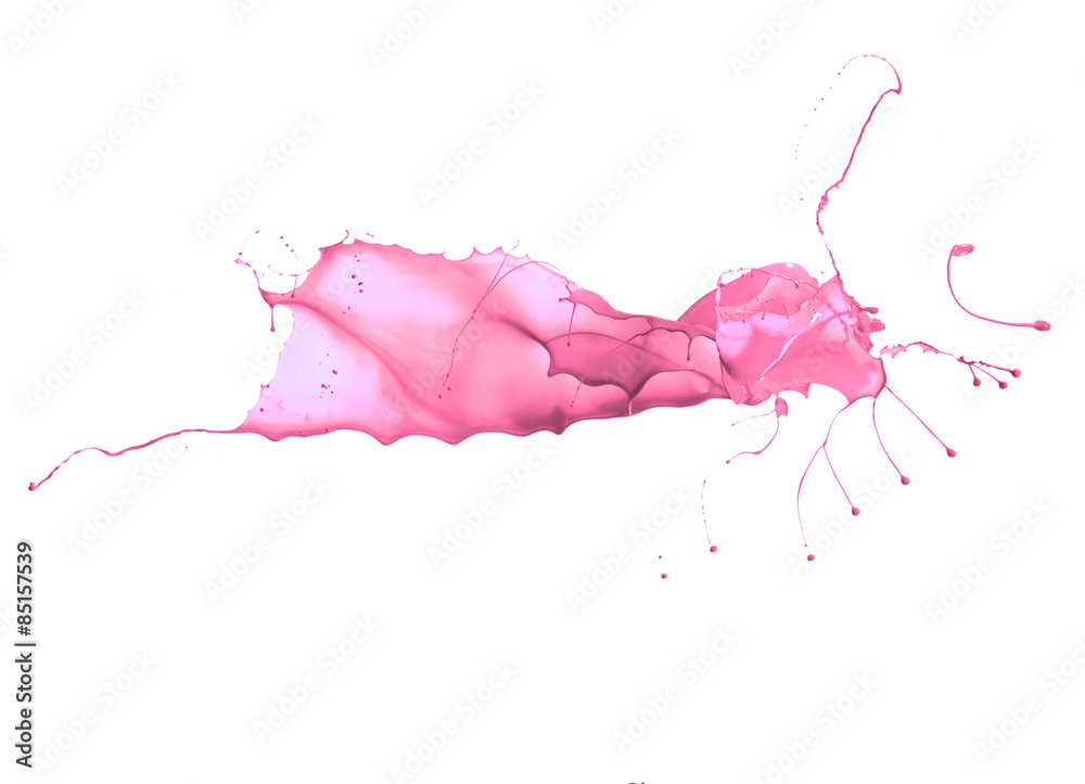 Pink paint splashing isolated on white background Stock Photo | Adobe Stock