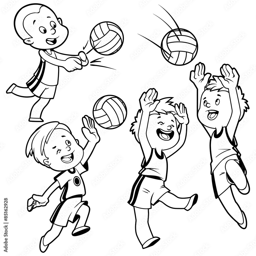 Children Playing Outline