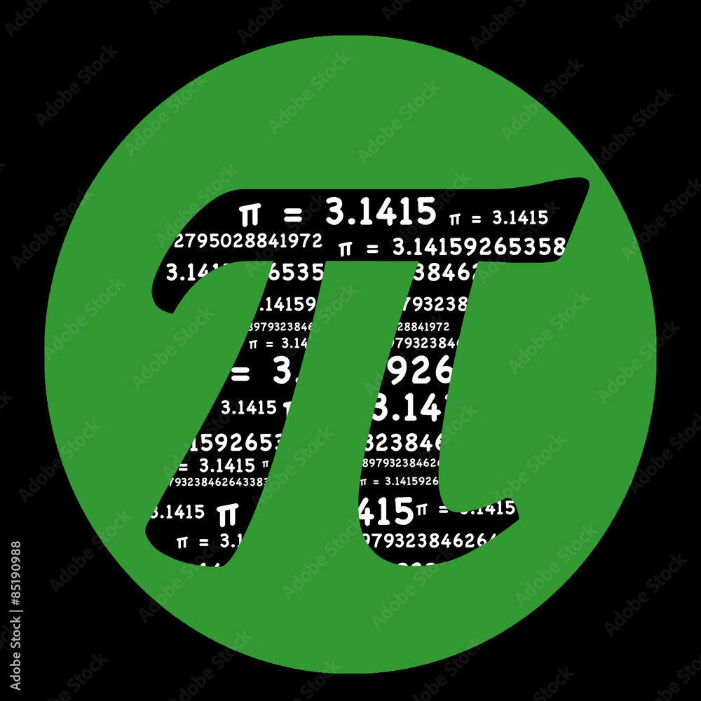 Green Pi symbol typography with 3.1415 repeated inside the symbol Stock ...