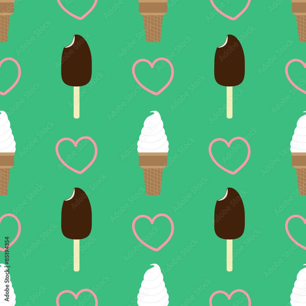 Ice cream seamless pattern. Repeating vector illustrations of ice ...