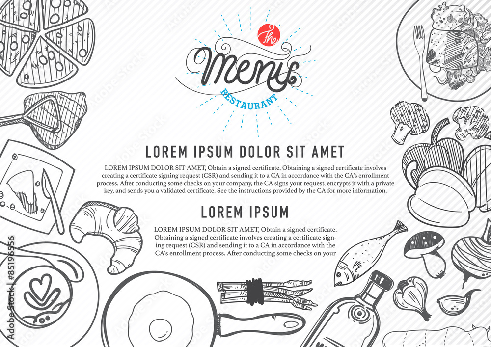 vector food design template. menu restaurant brochure. Stock Vector ...