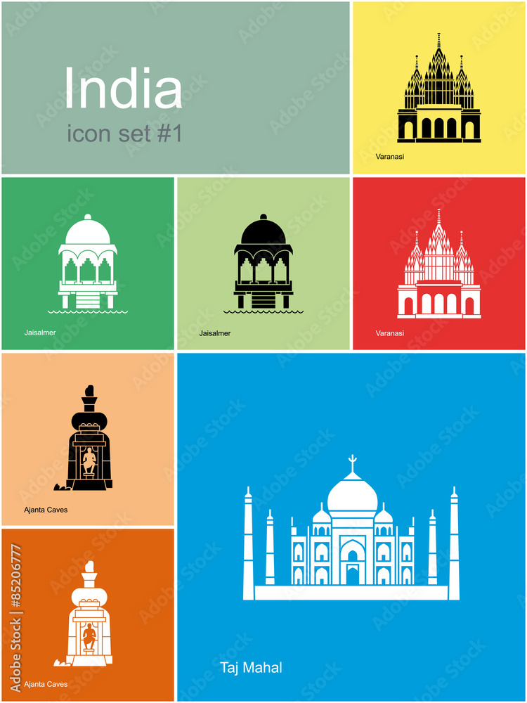 Icons of India Stock Vector | Adobe Stock