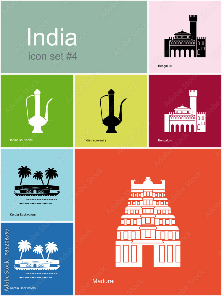Icons of India Stock Vector | Adobe Stock