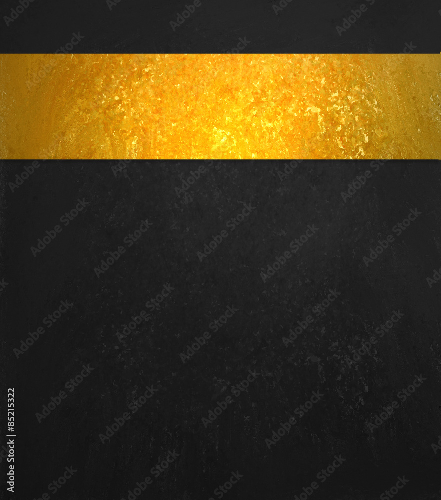 Black background. Luxury shiny gold ribbon. Black website template ...