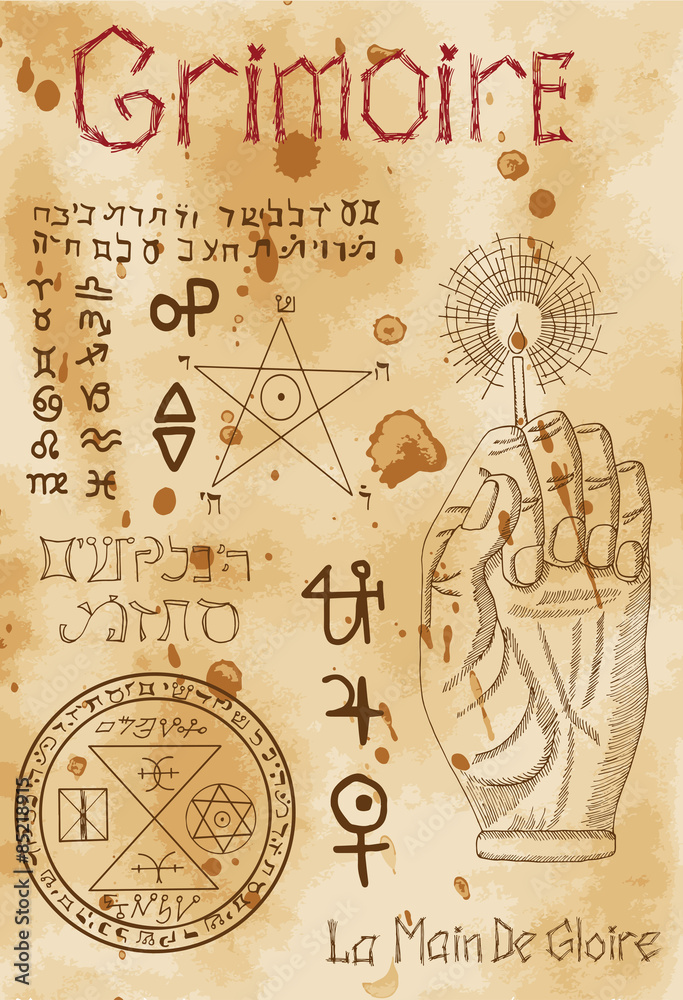 Page from magic book Grimoire with mystic symbols Stock Vector | Adobe ...