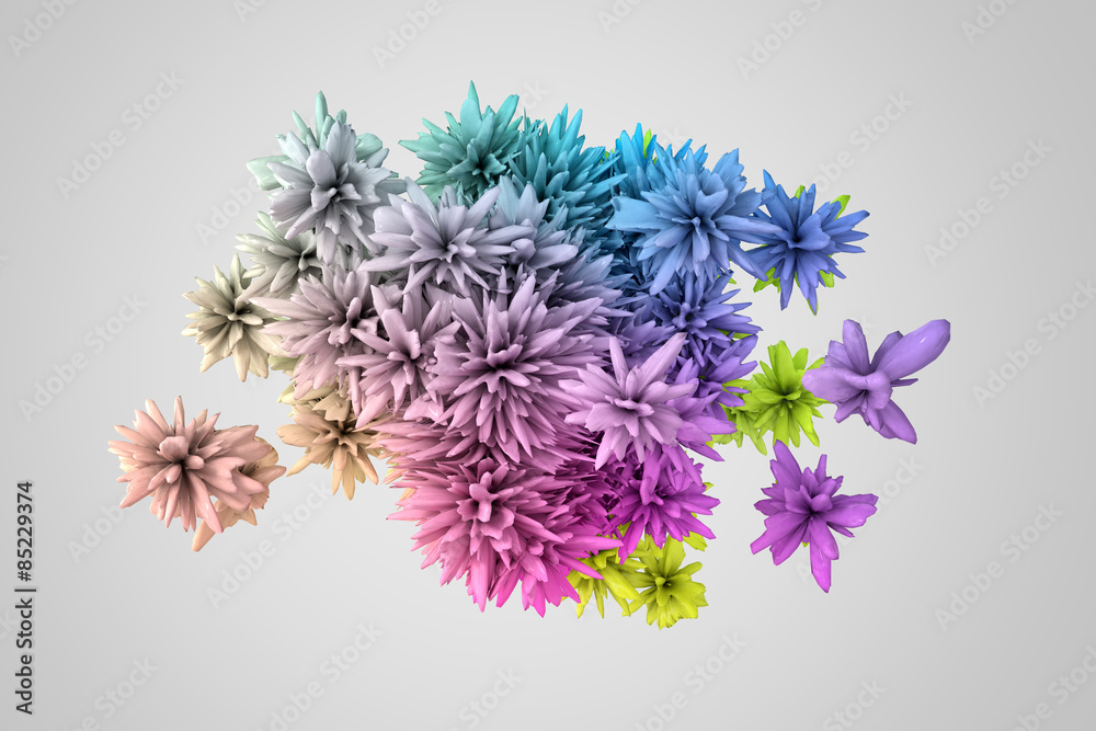 Abstract 3d shape in many colors that resembles the flower Stock ...