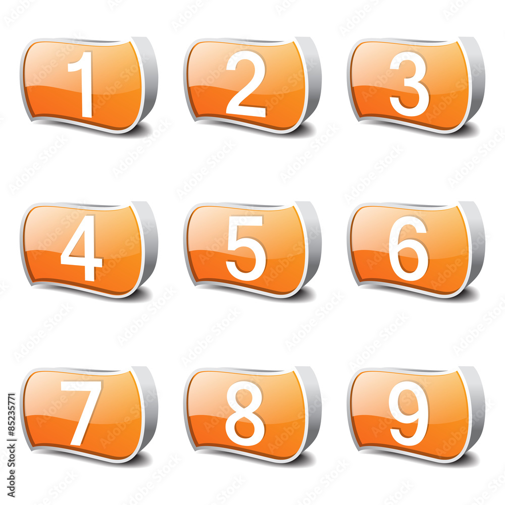 Numbers Counting Orange Vector Button Icon Design Set Stock Vector ...