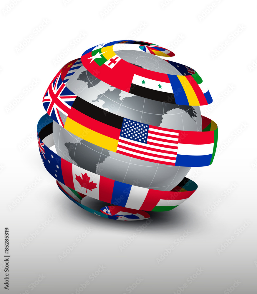 Globe made of a strip of flags. Vector. Stock Vector | Adobe Stock