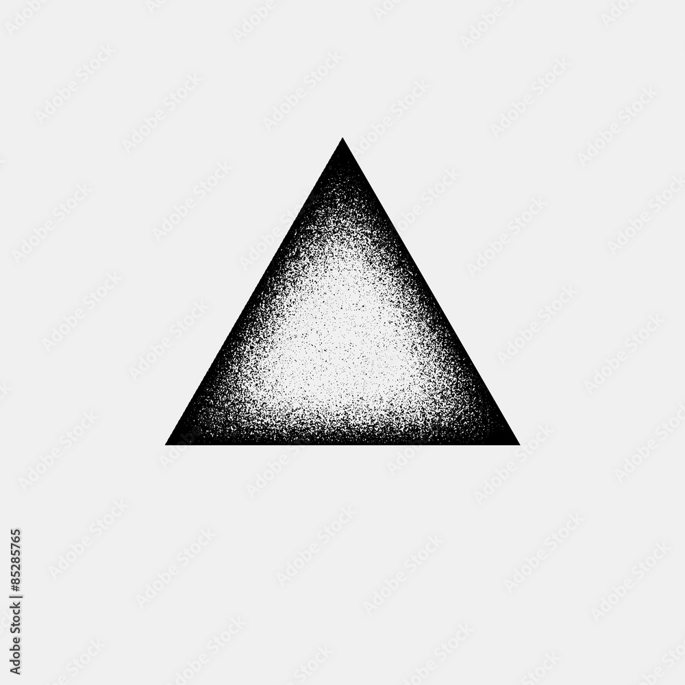 Abstract geometric shape, triangle badge with film grain, grunge ...