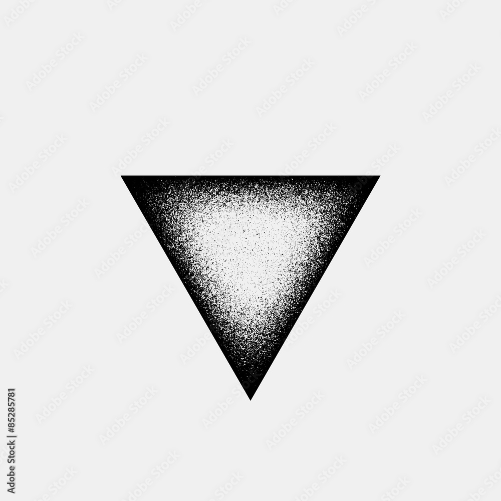 Abstract geometric shape, triangle badge with film grain, grunge ...