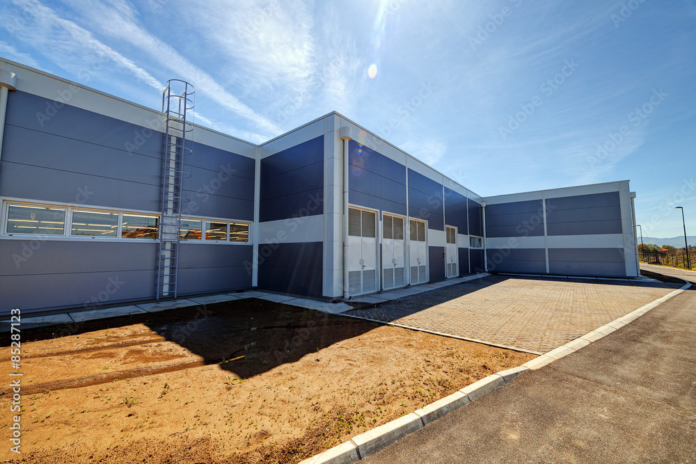 Aluminum facade on industrial building Stock Photo | Adobe Stock