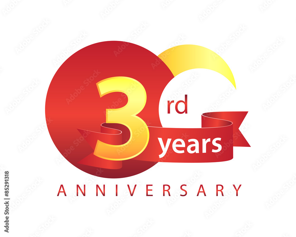 3 Years Anniversary Logo Stock Vector | Adobe Stock