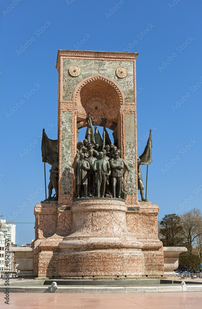 Republic Monument in Taksim square, Istanbul, Turkey. Stock Photo ...