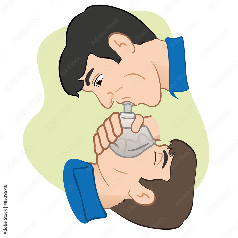 First Aid resuscitation (CPR) using pocket mask Stock Vector | Adobe Stock
