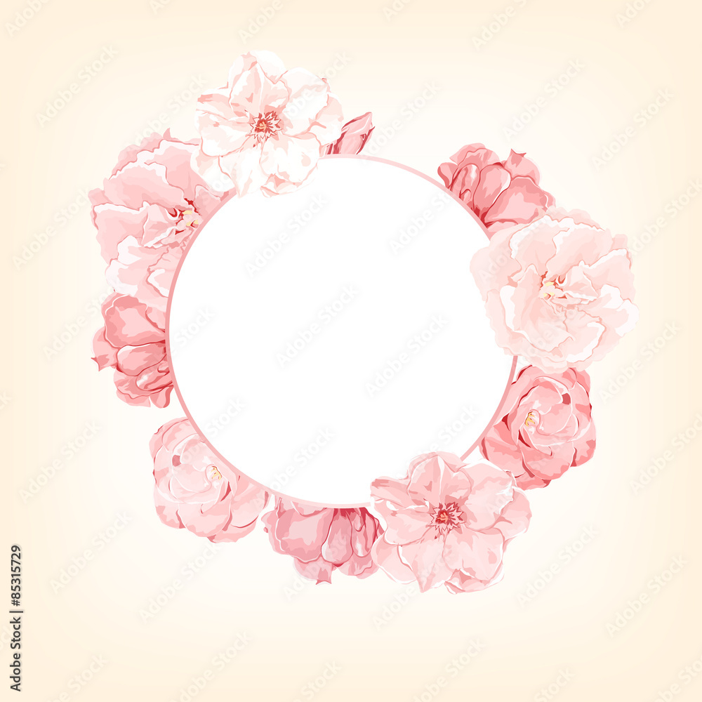 Pink Flower Frame Vector