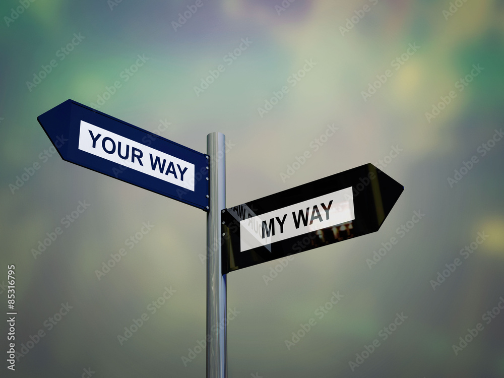 Signpost with my way or your way direction choices Stock Illustration ...