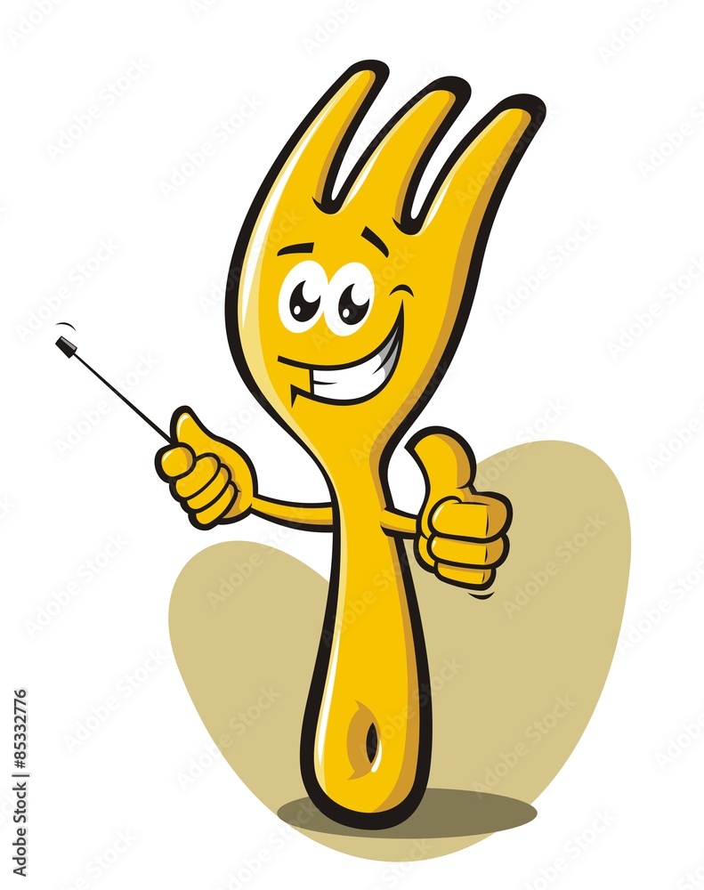 Funny fork pointing vector de Stock | Adobe Stock