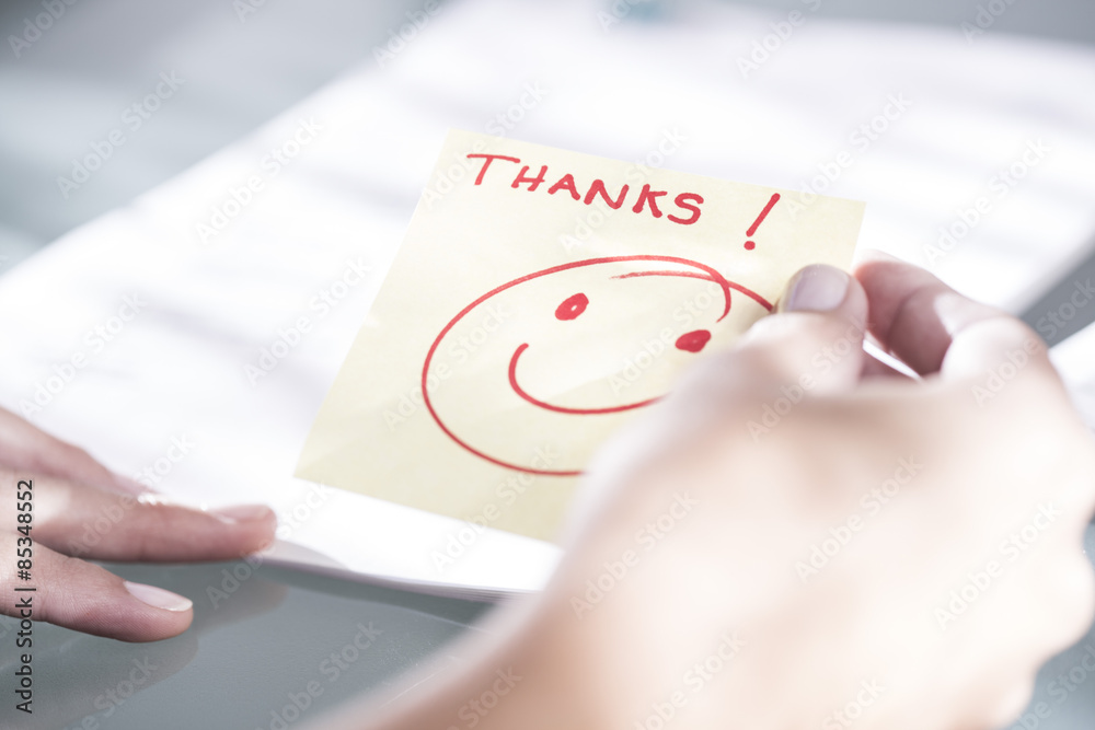 Thank you note with a smiley face Stock Photo | Adobe Stock