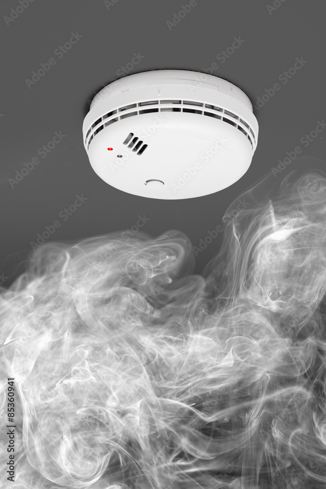 smoke detector of fire alarm in action Stock Photo | Adobe Stock