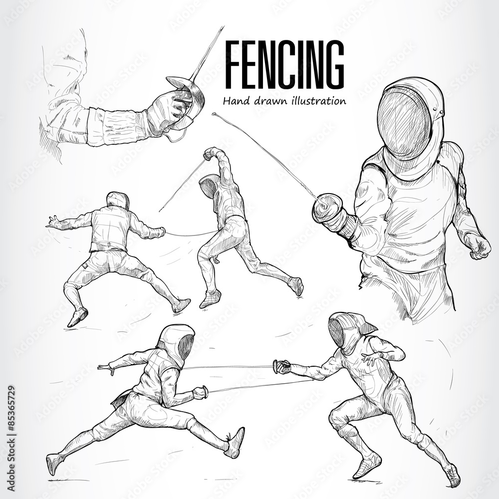 fencing drawing Stock Vector | Adobe Stock