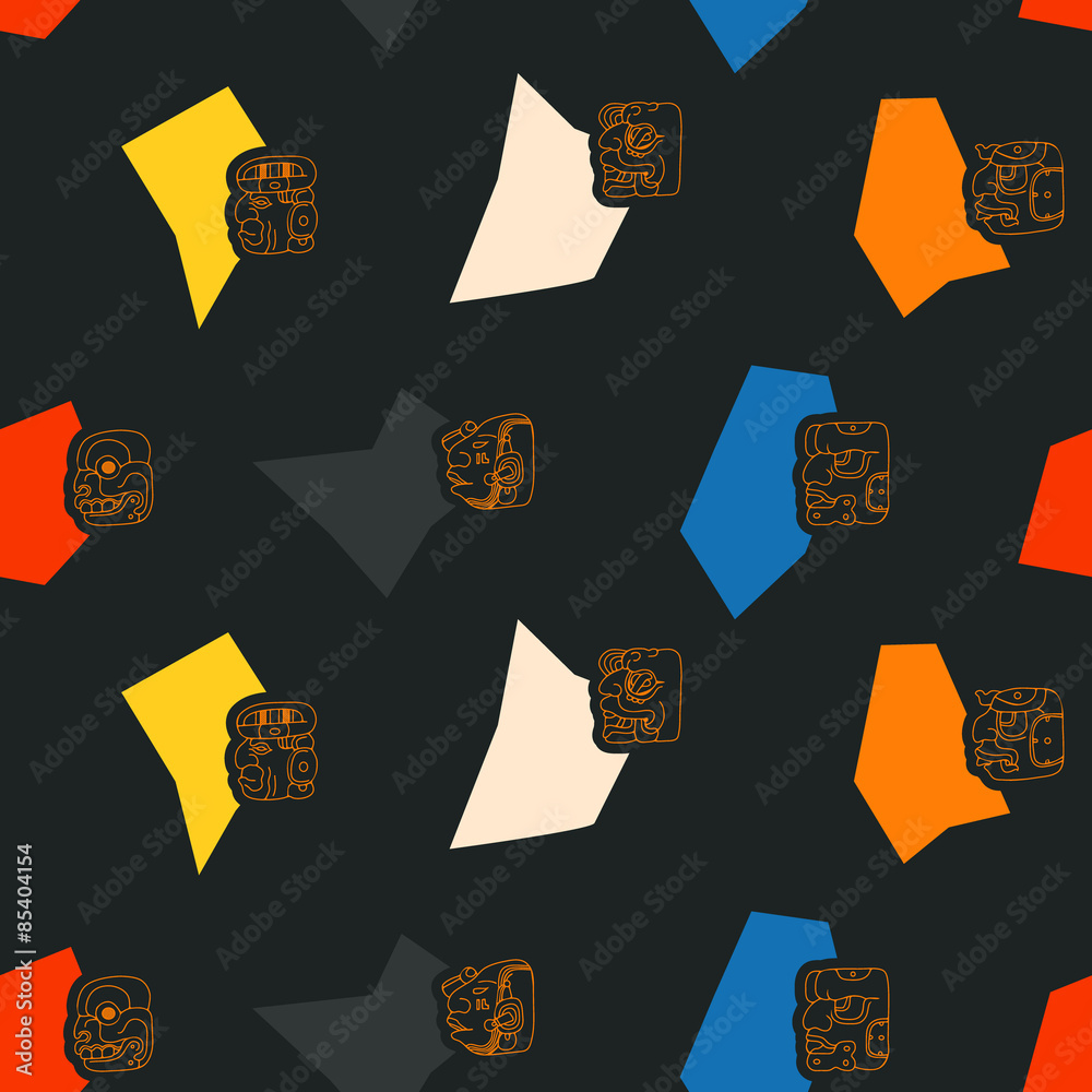 Seamless background with Maya head numerals glyphs for your design ...