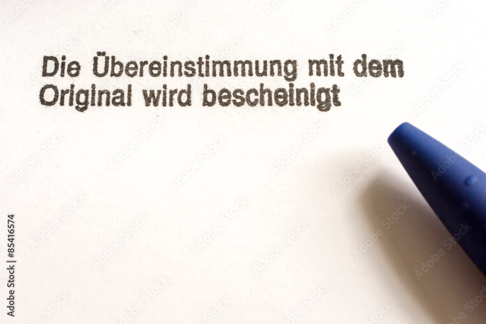 Beglaubigte Abschrift 3 Stock-Foto | Adobe Stock