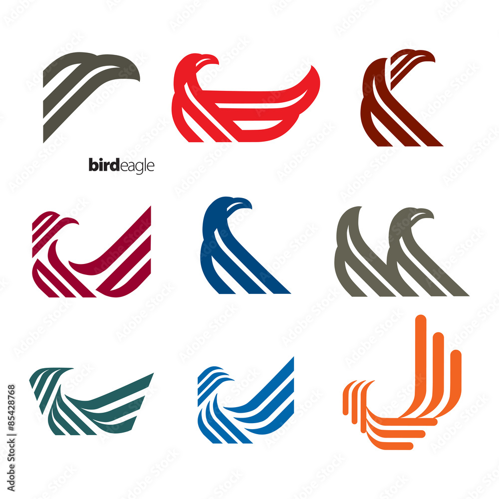 Colourful eagle symbols isolated on a white background. Vector ...