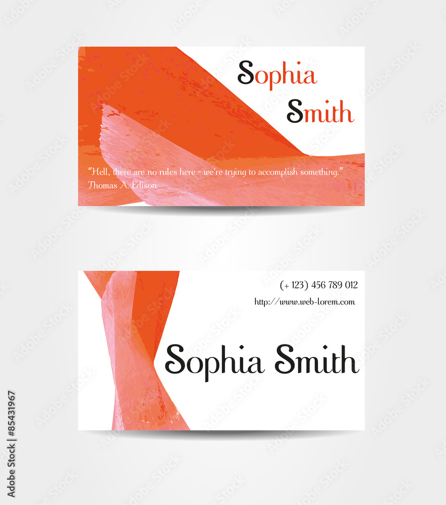 Simple double sided business card design with quotation of T. A. Stock ...