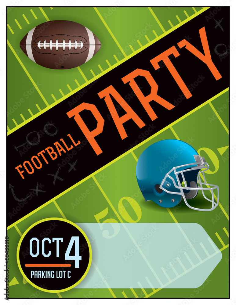 American Football Party Poster Illustration Stock Vector | Adobe Stock