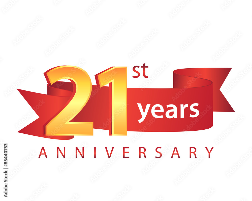 21 Ribbon Anniversary Logo Stock Vector | Adobe Stock