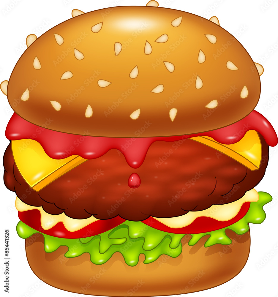Cartoon burger illustration Stock Vector | Adobe Stock