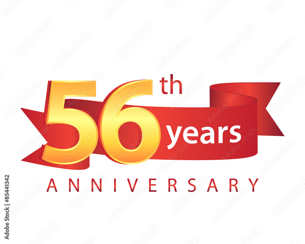 56 Ribbon Anniversary Logo Stock Vector | Adobe Stock
