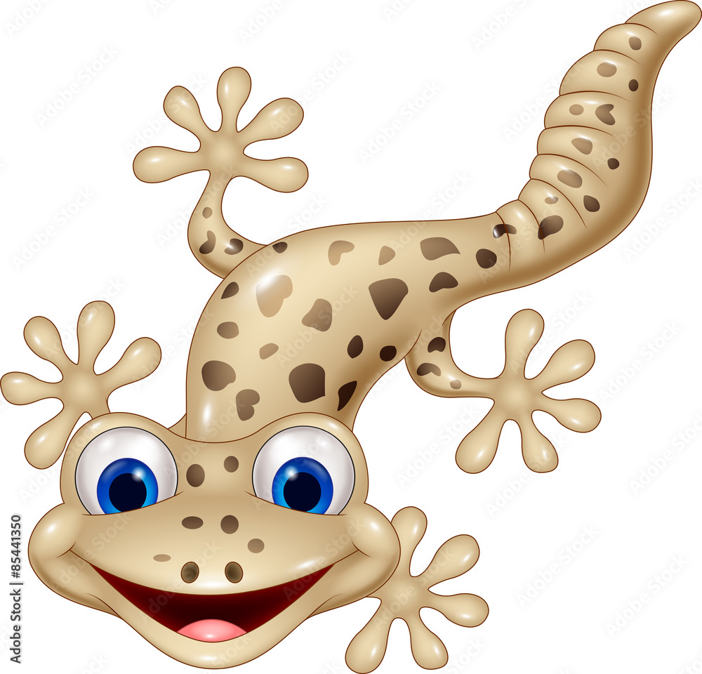 Cartoon smiling gecko. vector illustration Stock Vector | Adobe Stock
