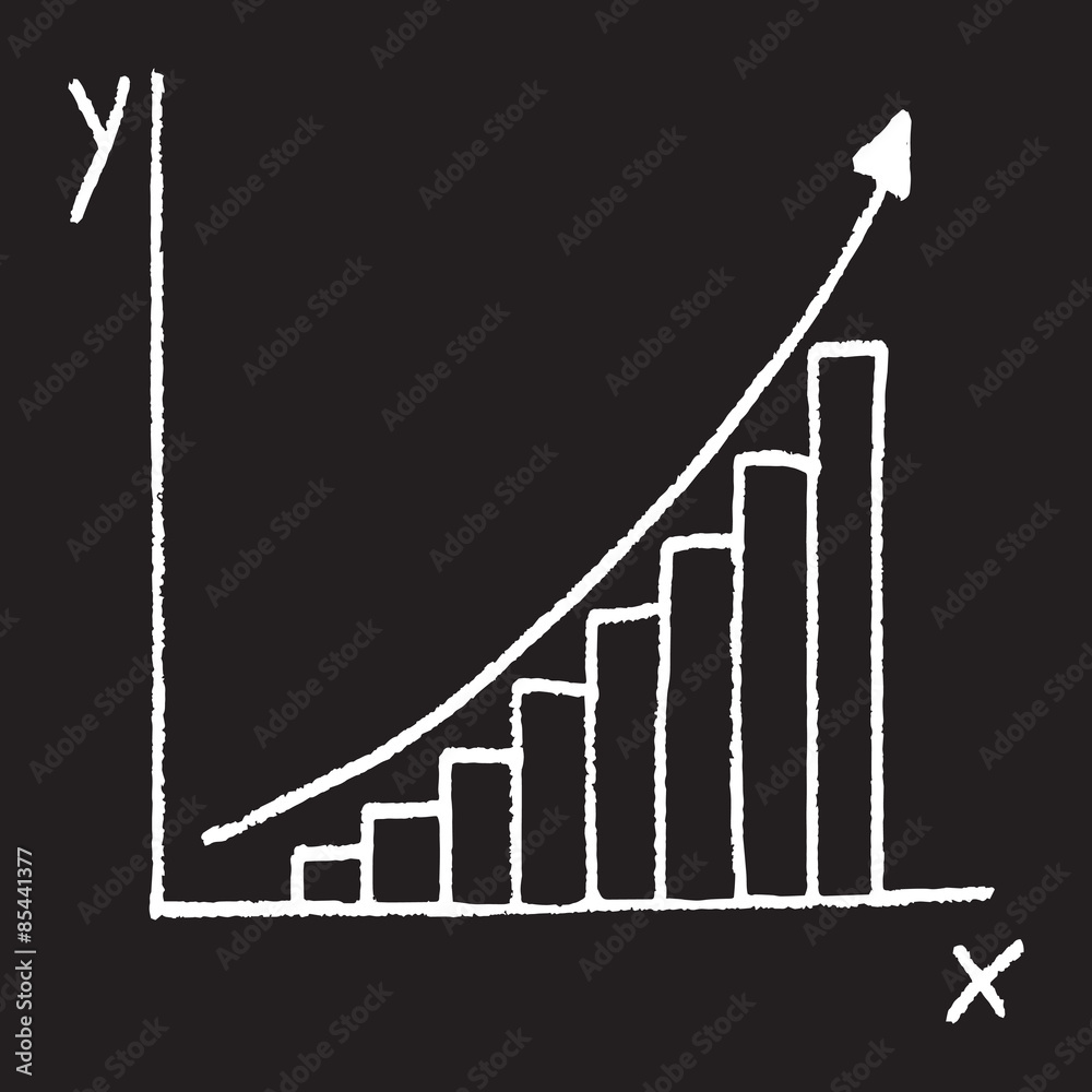Curve graph with bar chart and color indicator, bakground illustration ...