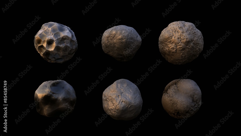 4k high detailed rotating asteroid or meteor texture, isolated on black ...