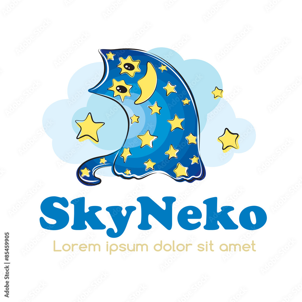 Cartoon cat logo design. Stock Vector | Adobe Stock