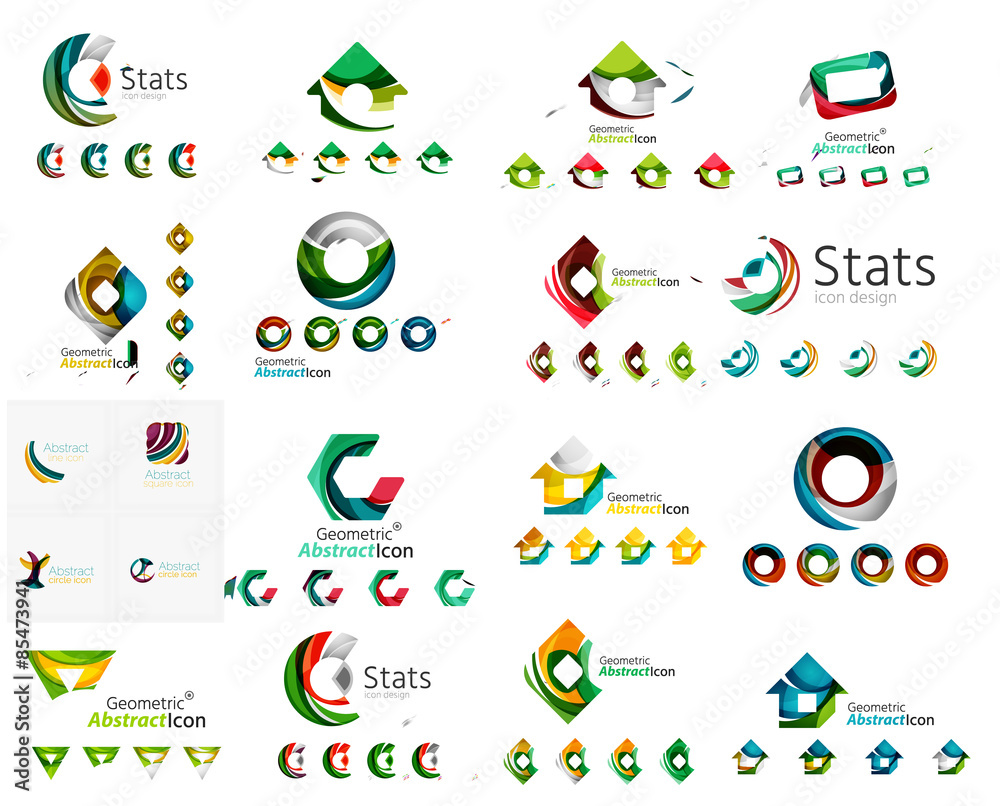 Mega collection of various abstract business emblems - loops Stock ...