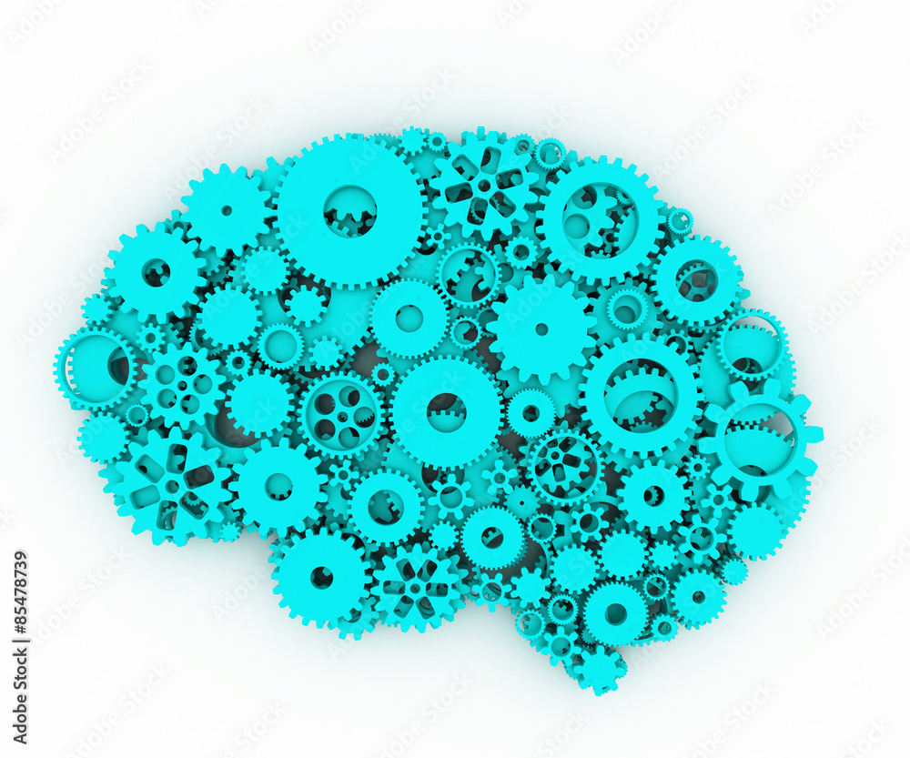 The brain of gears. The blue brain. 3D. Stock Illustration | Adobe Stock