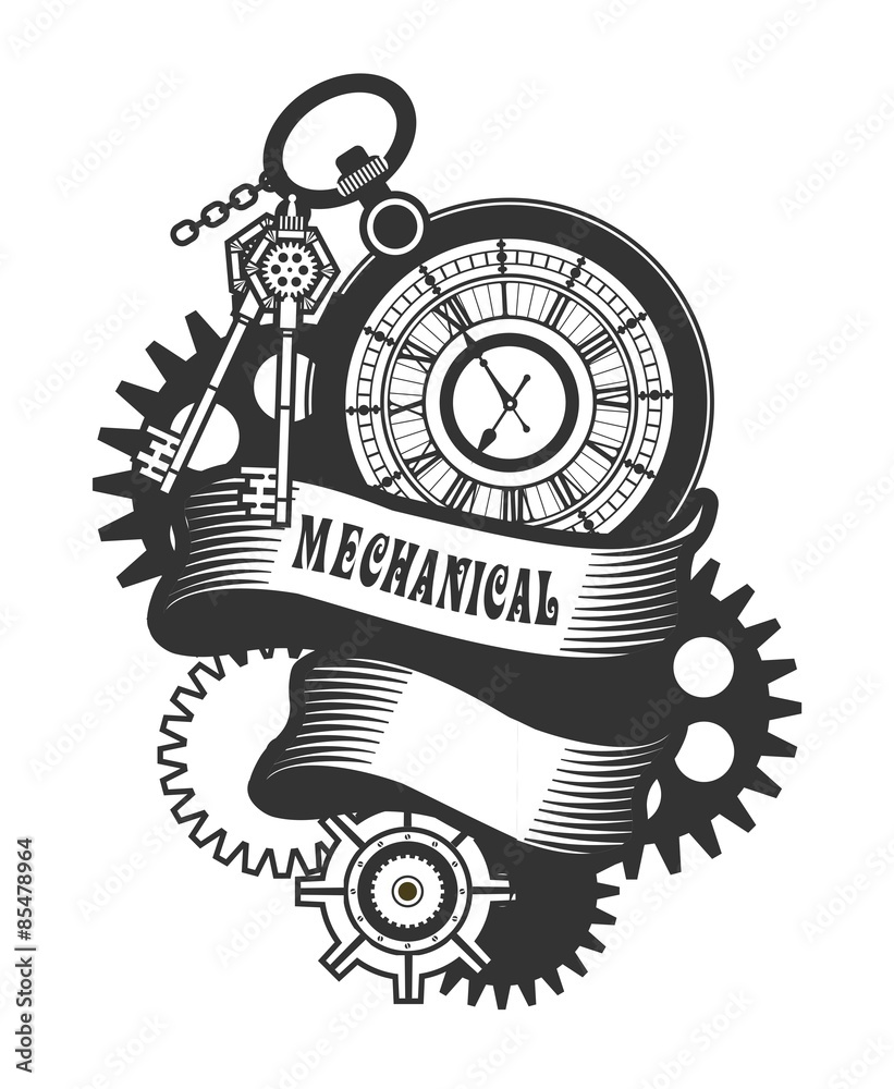 Steampunk Clock badge Stock Vector | Adobe Stock