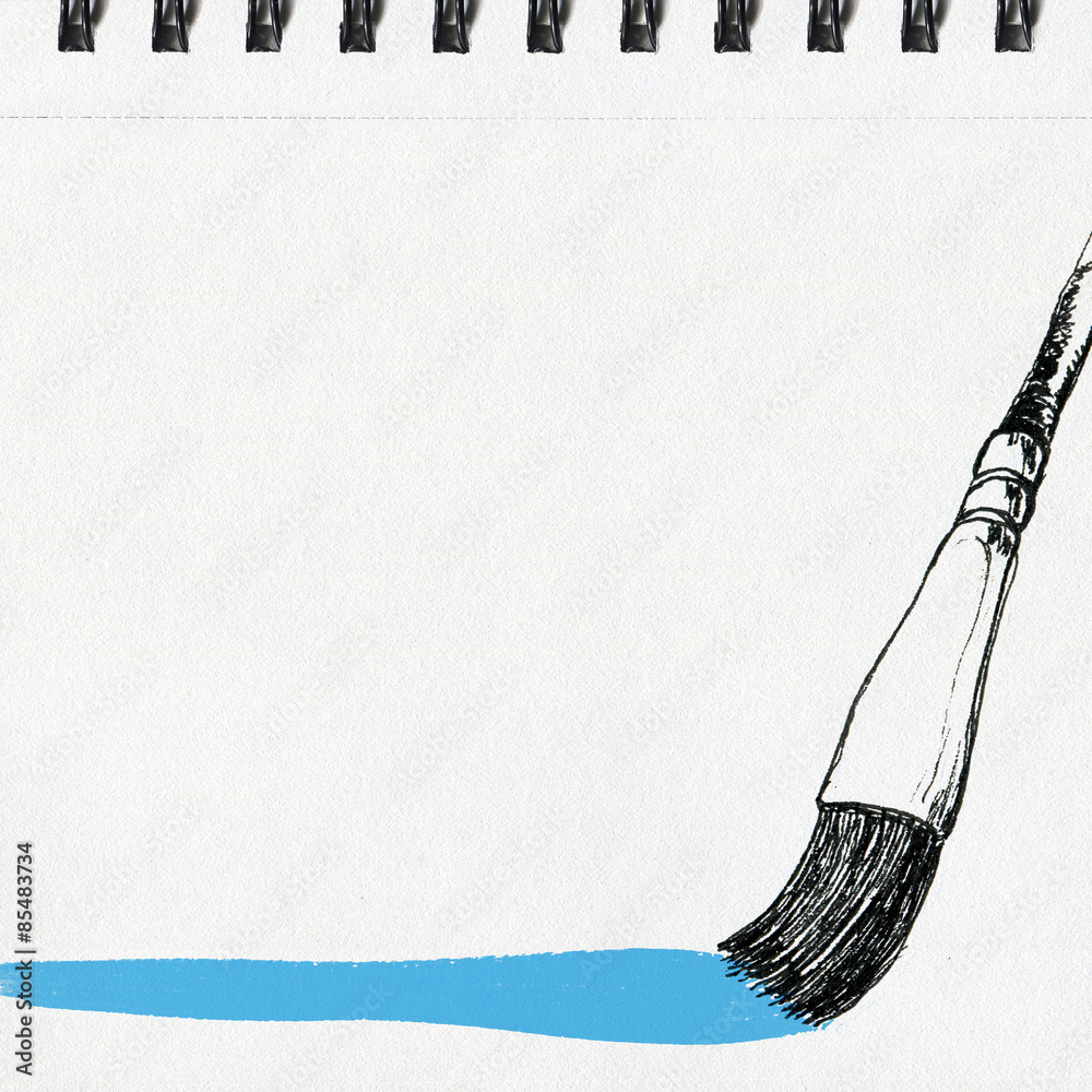 Artistic banner or background, ink drawing on paper from notebook page ...