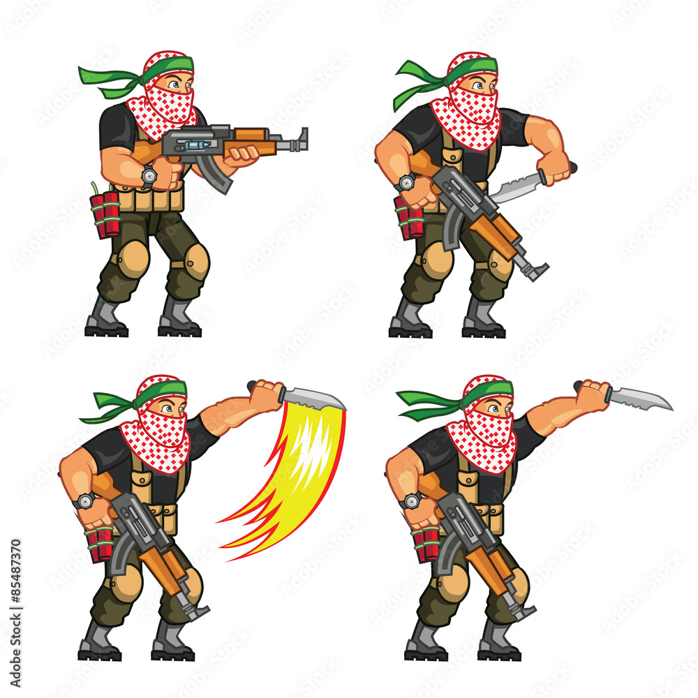 Militia Knife Attack Sprite Stock Vector | Adobe Stock