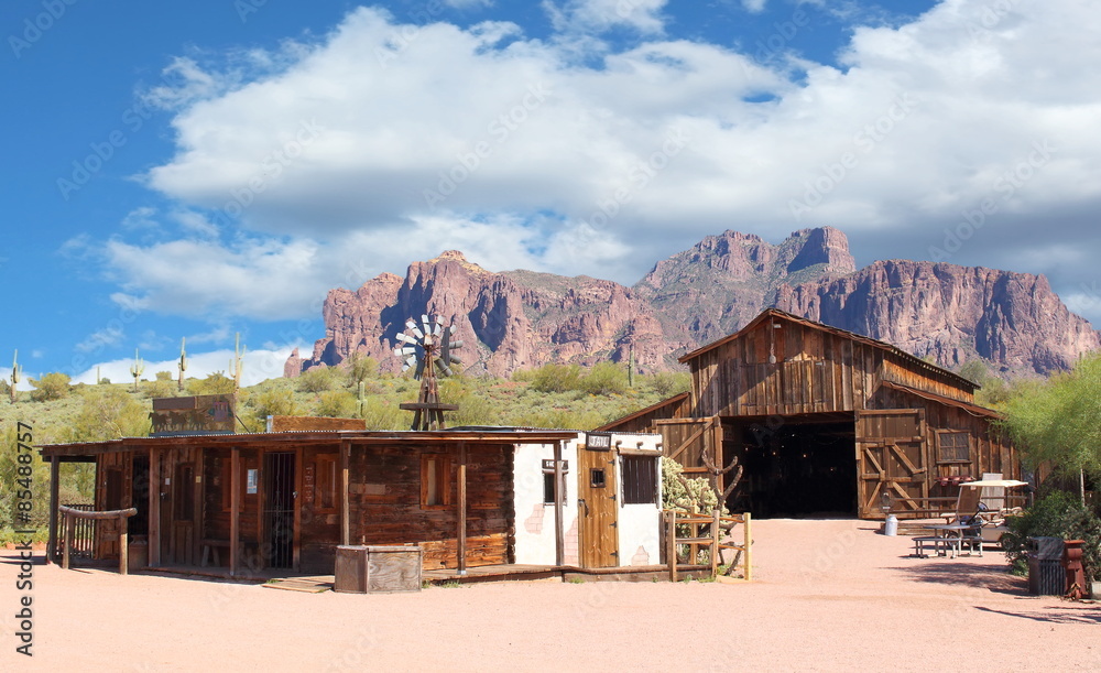 Abandoned old Wild West Cowboy Town used during the gold rush with ...